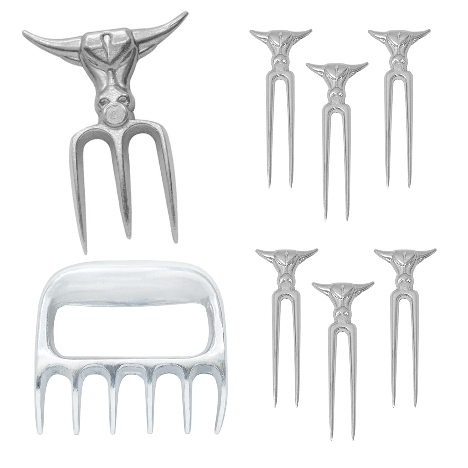 Kit Garra de Urso + Garfo Tridente + 6 Garfinhos Petisco + Suporte em ...